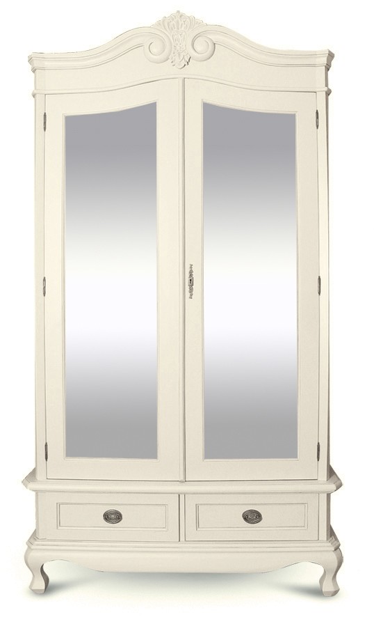 Chantilly Mirrored Double Robe- French Ivory - Island Furniture Co
